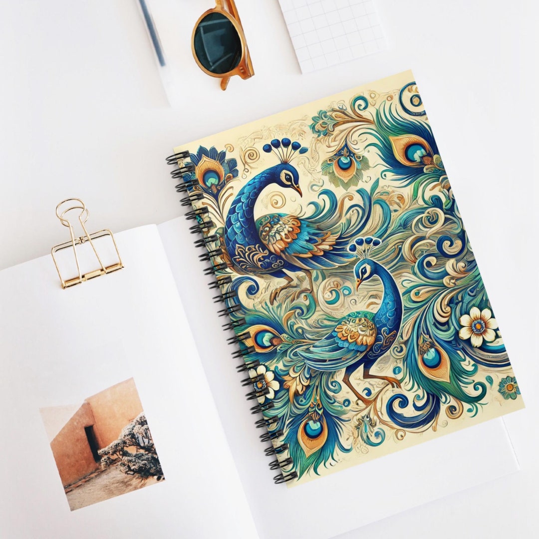 Vibrant Peacock Spiral Notebook Indian Culture Floral Journal Gift for ...