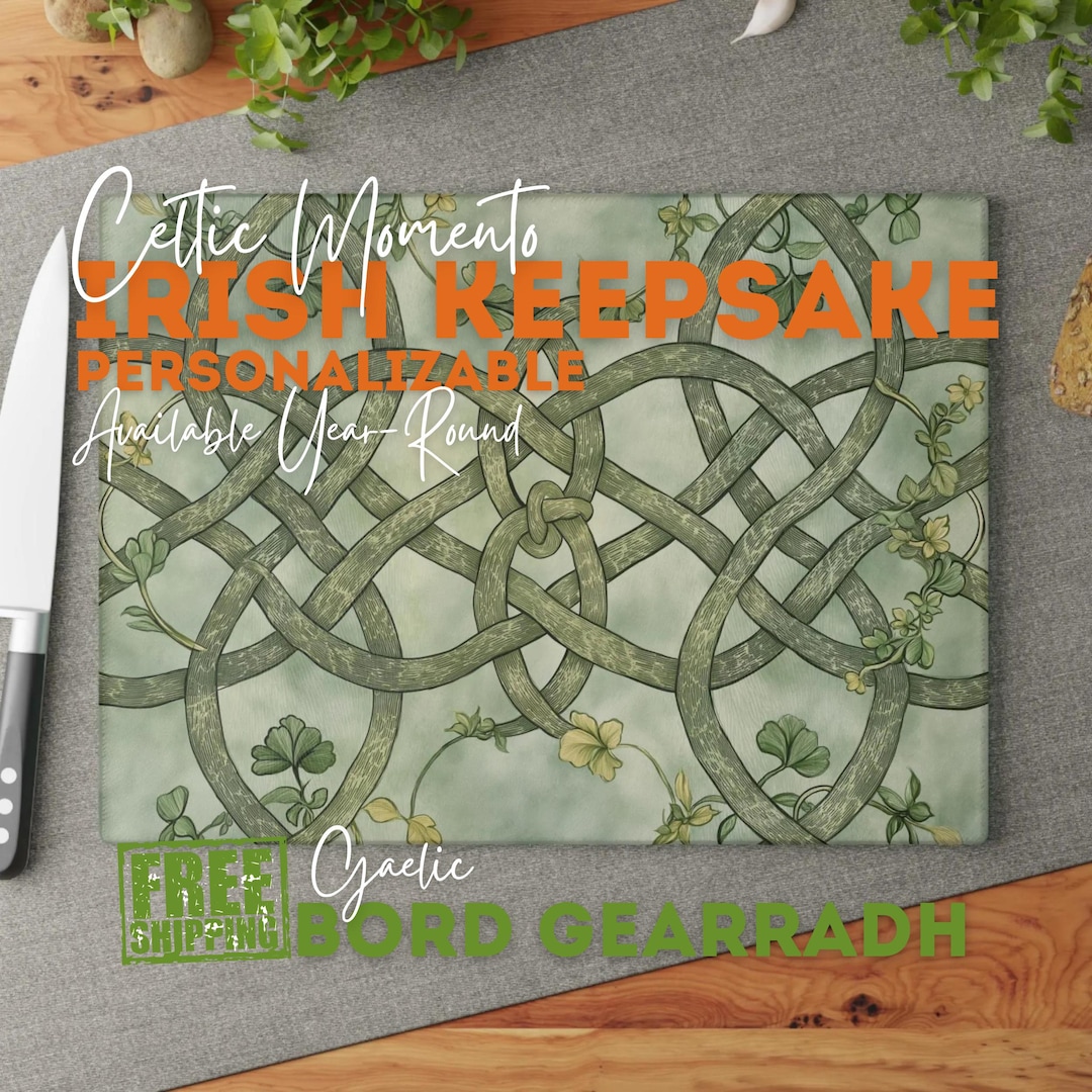 Celtic Knot Shamrock Tempered Glass Cutting Board: Irish Kitchen Decor ...