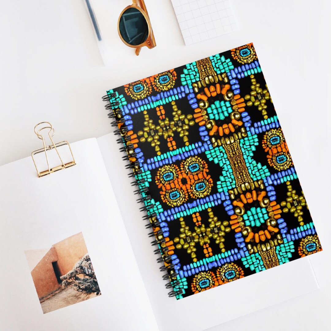 African Beadwork Spiral Notebook Ruled Line, Colorful Creativity ...