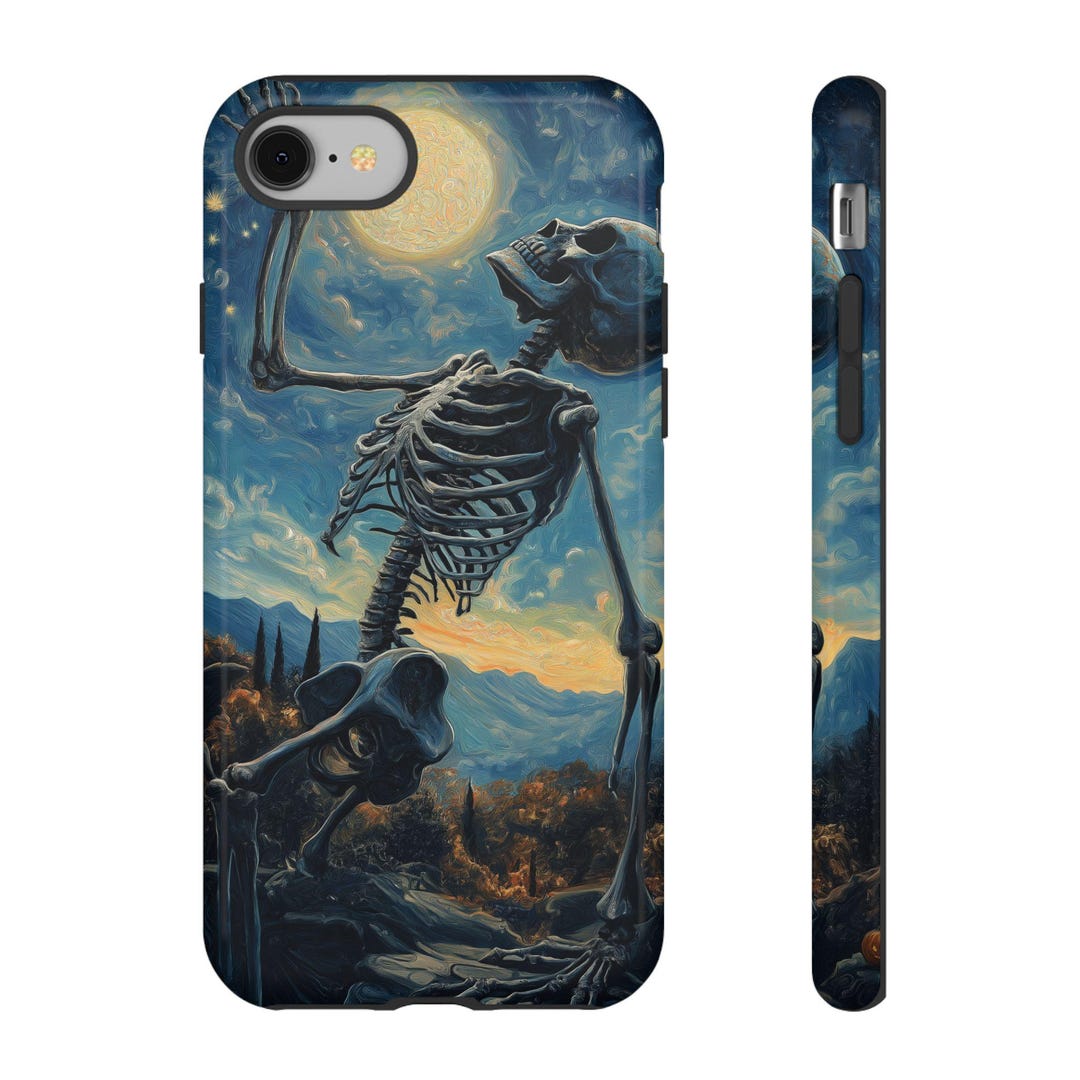 Van Gogh Starry Night Skeleton Halloween Phone Cover - Etsy