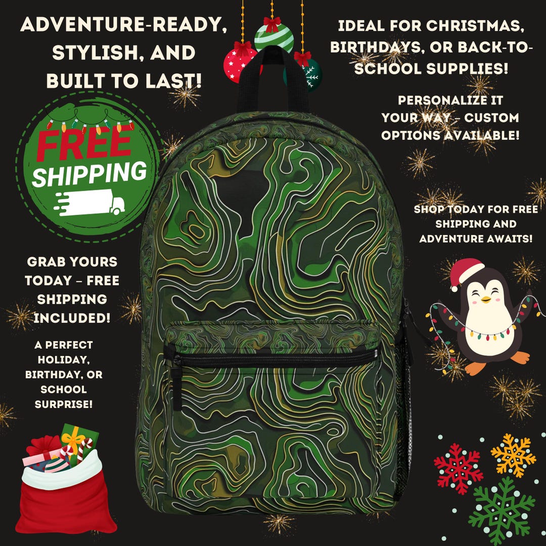 Topography Backpack Waterproof Hiking Bookbag for Men Personalized ...