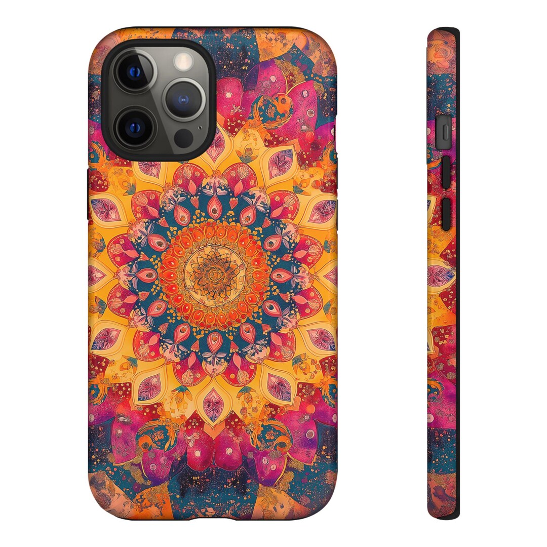 Colorful Mandala Art Phone Case for iPhone 16 15 14 Pro Max Galaxy S24 ...