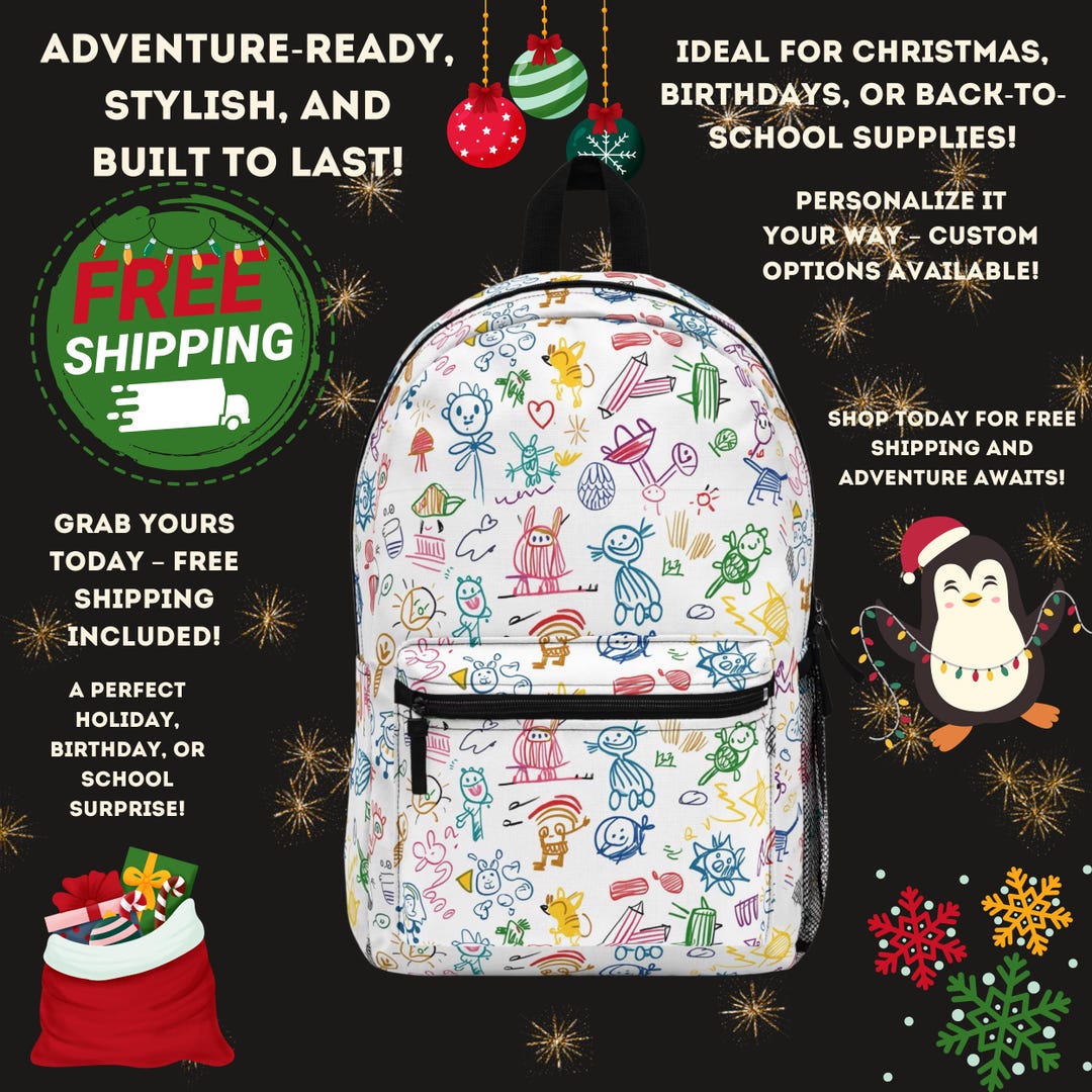 Kids Doodle Art Backpack Fun Colorful School Bag for Boys and Girls ...
