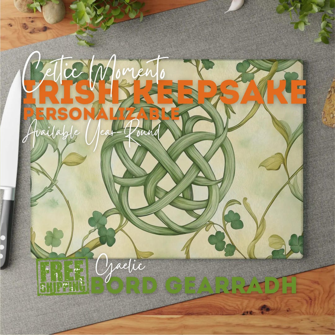 Celtic Knot Cutting Board With Shamrock Design Personalized Irish ...