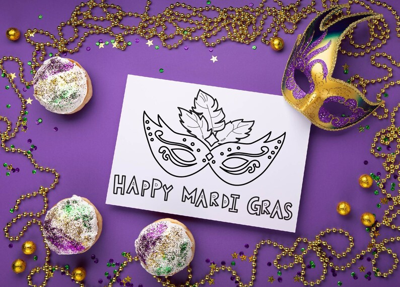Mardi Gras Coloring Page / Sheet Hand Drawn Mardi Gras Mask - Etsy