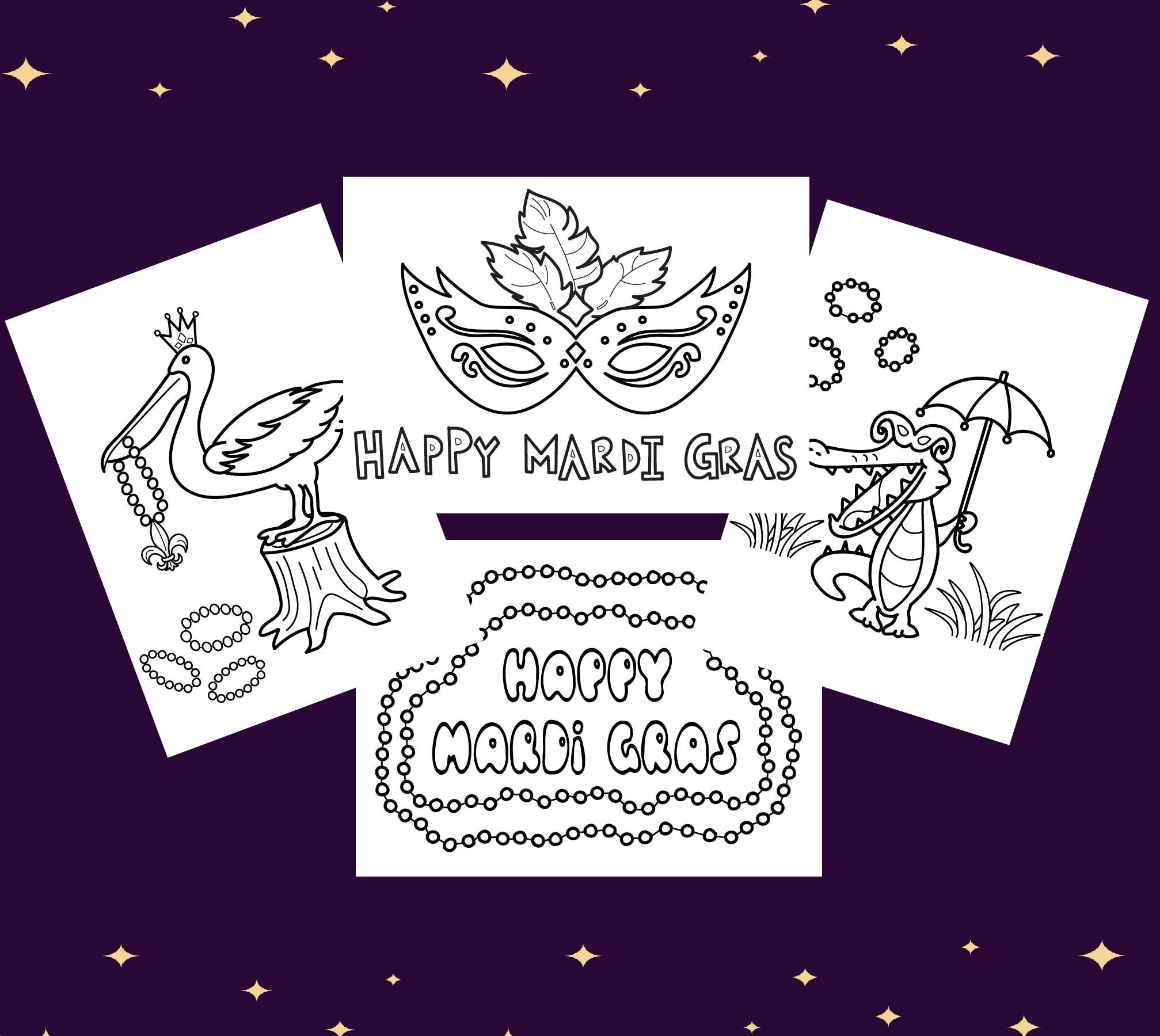 Mardi Gras Coloring Page / Sheet Bundle - Etsy