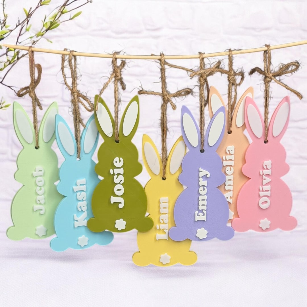 Easter Bunny Name Tag, Personalized Easter Basket Charm, Custom Name ...