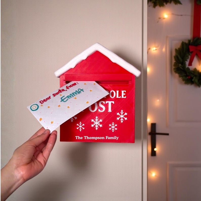 Letters to Santa Wall Mailbox – 3D Printed, Family Name Personalization ...