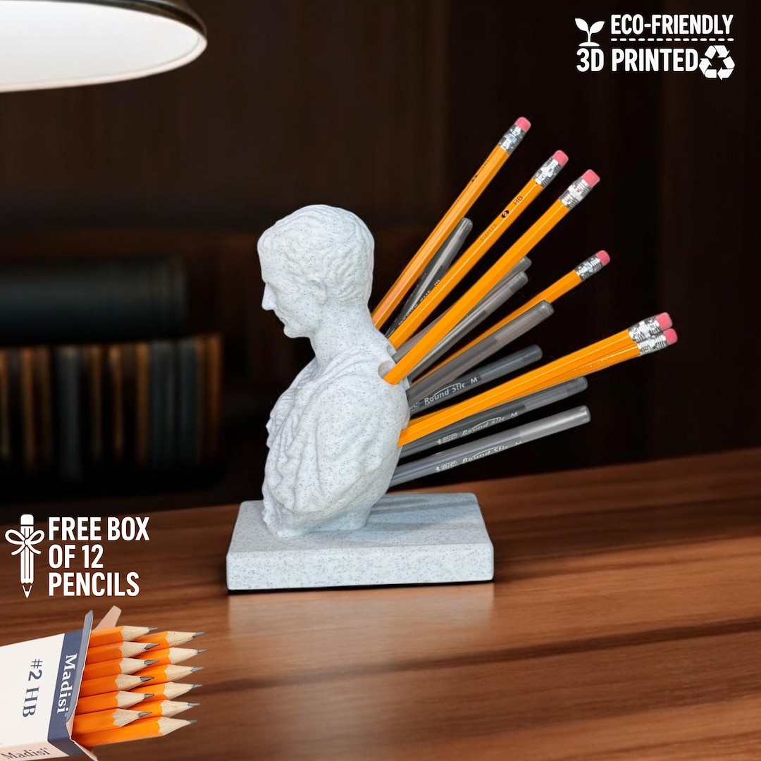 Funny Julius Caesar Pen Holder, 3D Printed Roman Pencil Organizer, Gift ...