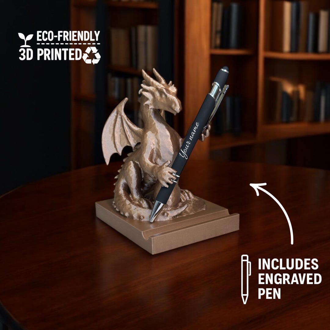 Dragon Pen Holder, Personalized Engraved Pen, Fantasy Desk Decor - Etsy