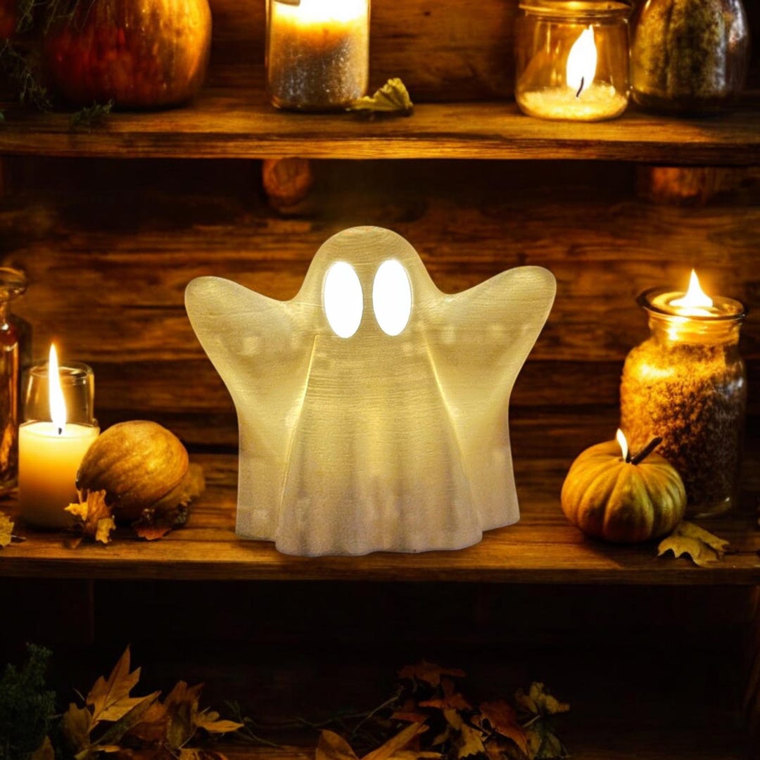Glowing Ghost Halloween Night Light 3D Printed LED Ghost for Spooky ...