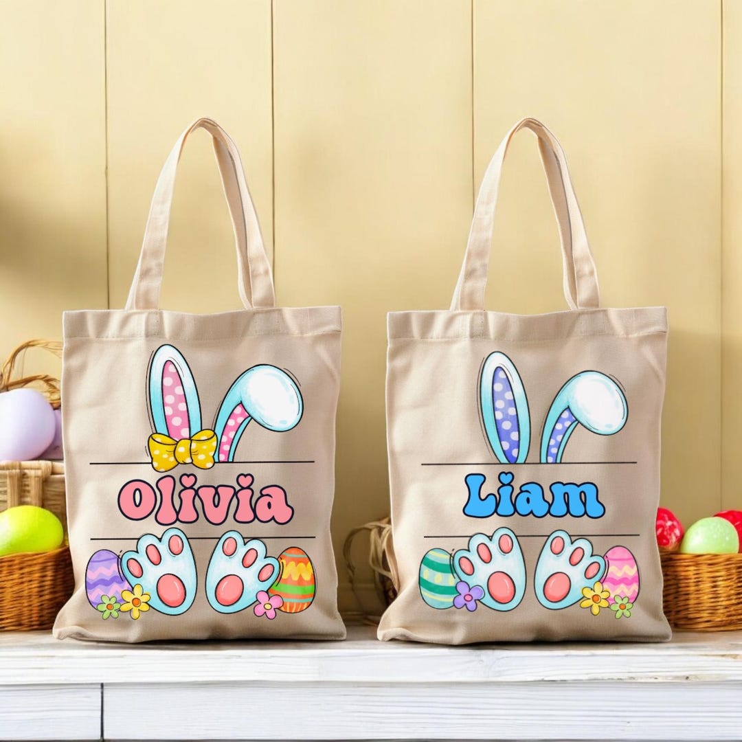 Personalized Easter Tote Bag, Bunny Gift Bag, Cotton Canvas - Etsy