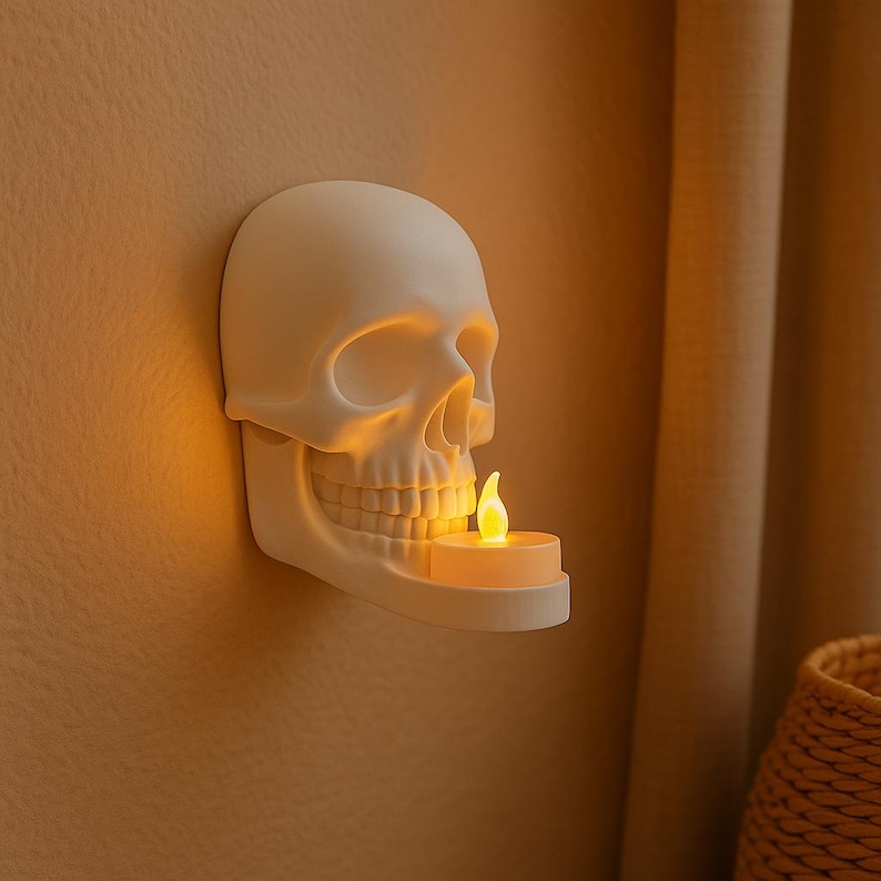3D Printed Skull Wall Sconce – Gothic Halloween Decor - Etsy