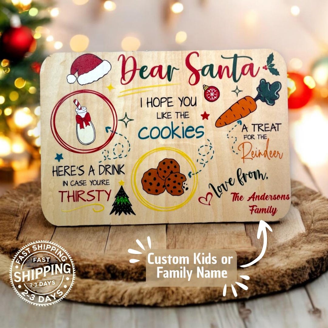 Santa Cookies and Milk Tray | Personalized Santa Tray Family Gift ...