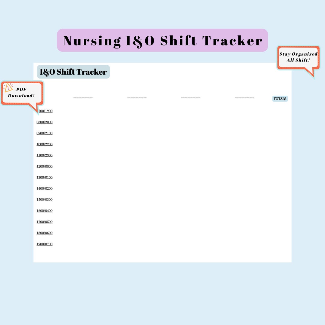 Nursing I&O Shift Tracker Nursing Essentials - Etsy