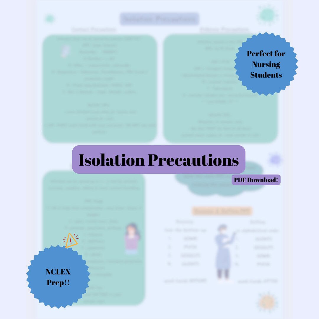 Isolation Precautions Review for Nursing School and NCLEX Prep - Etsy