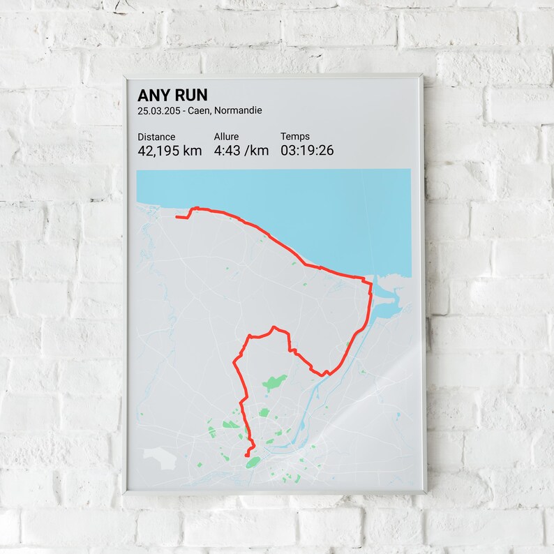 Personalized Digital Running Map Poster - 10km Half Marathon - Strava ...