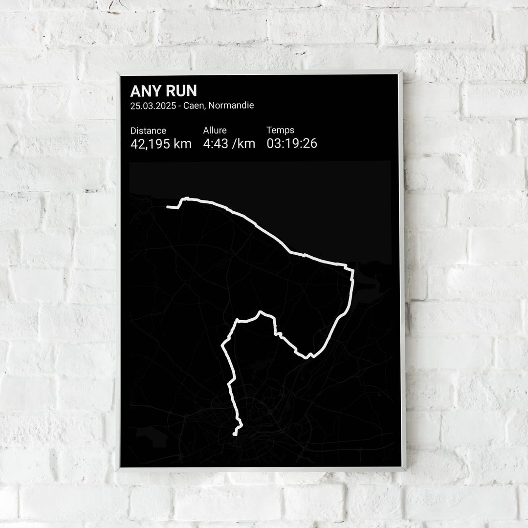 Personalized Digital Running Map Poster - 10km Half Marathon - Strava ...