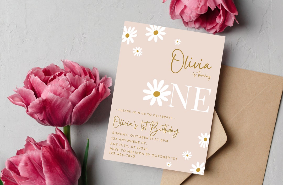Daisy Flower Birthday Invitation,simple Daisy Birthday Party Invites ...