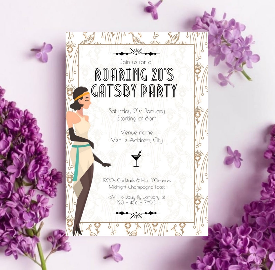 Editable, Gatsby Invitation, Art Deco Invitation, Flapper Invite, Great ...