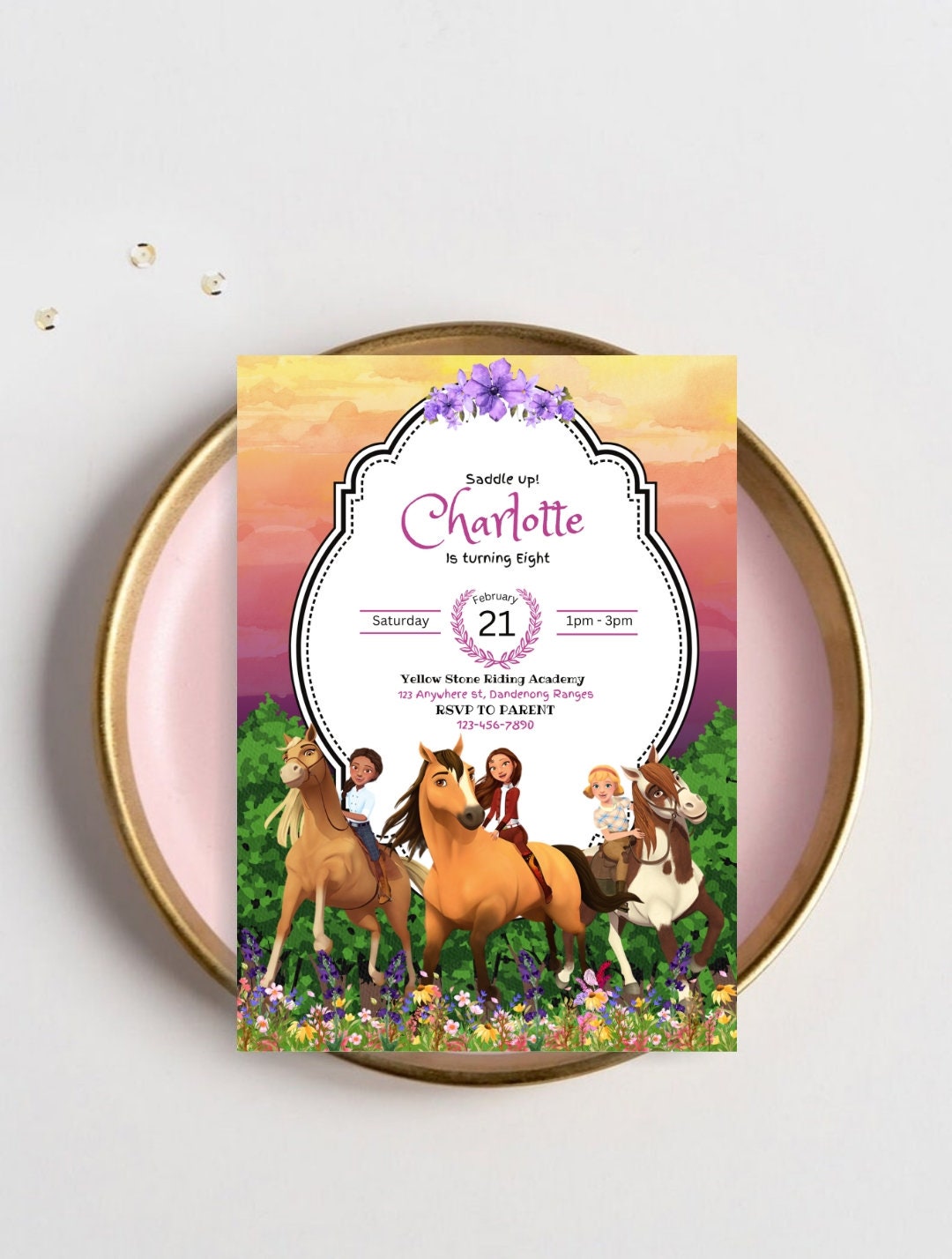 Spirit Riding Free Birthday Invitation Download for Print or Text,5x7 ...