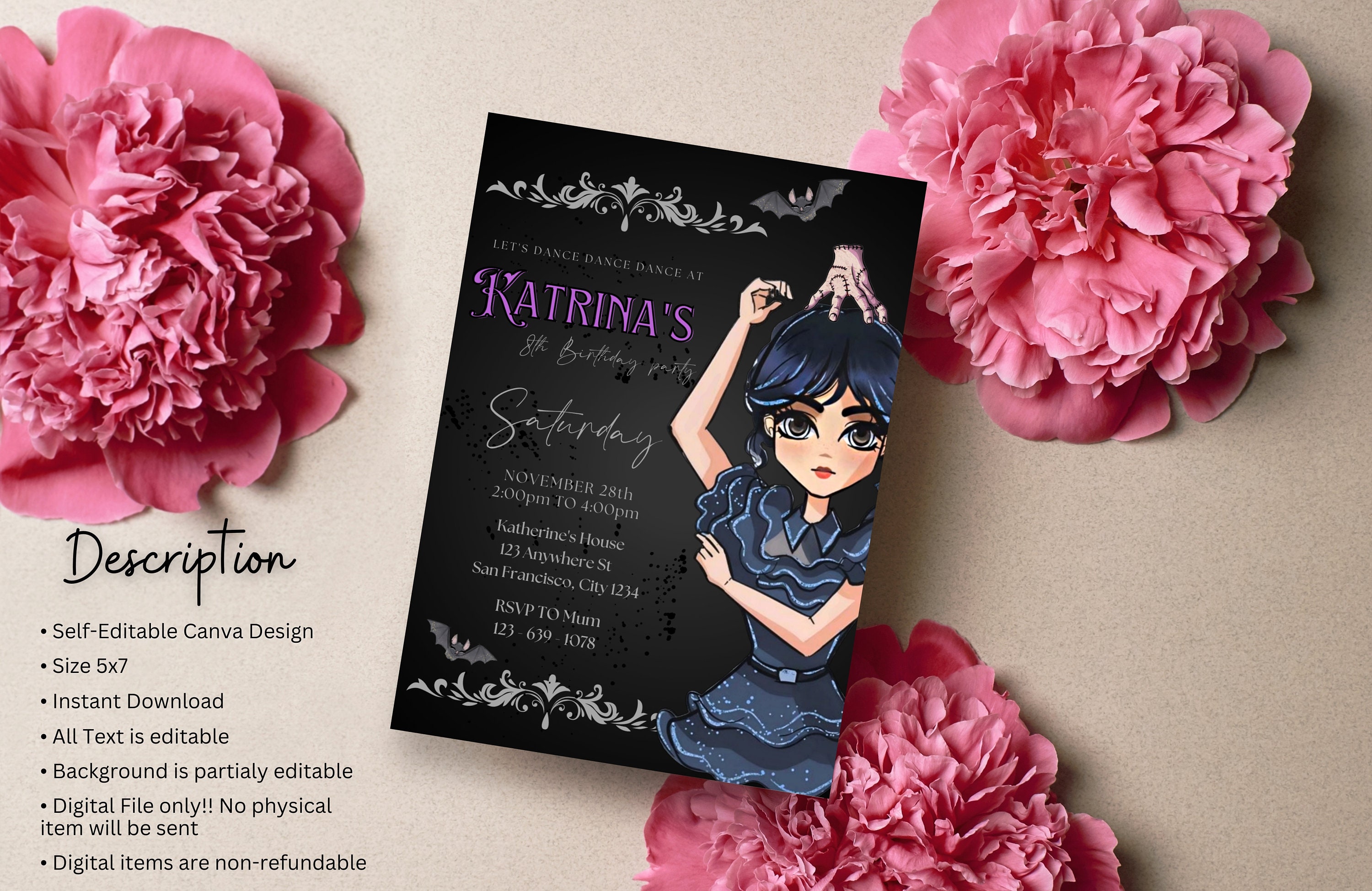 Editable Digital Wednesday Birthday Invitation Download for Print or ...