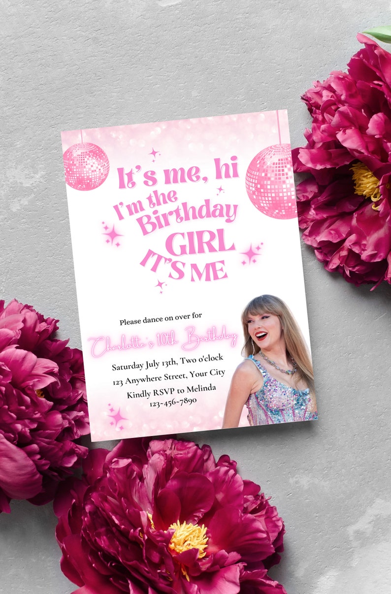 Digital Taylor Swift Birthday Invitation Download for Print/text 5x7 ...