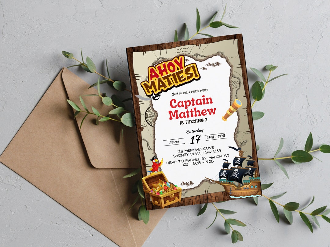 Editable Digital Pirates Birthday Invitation Instant Download, Under ...