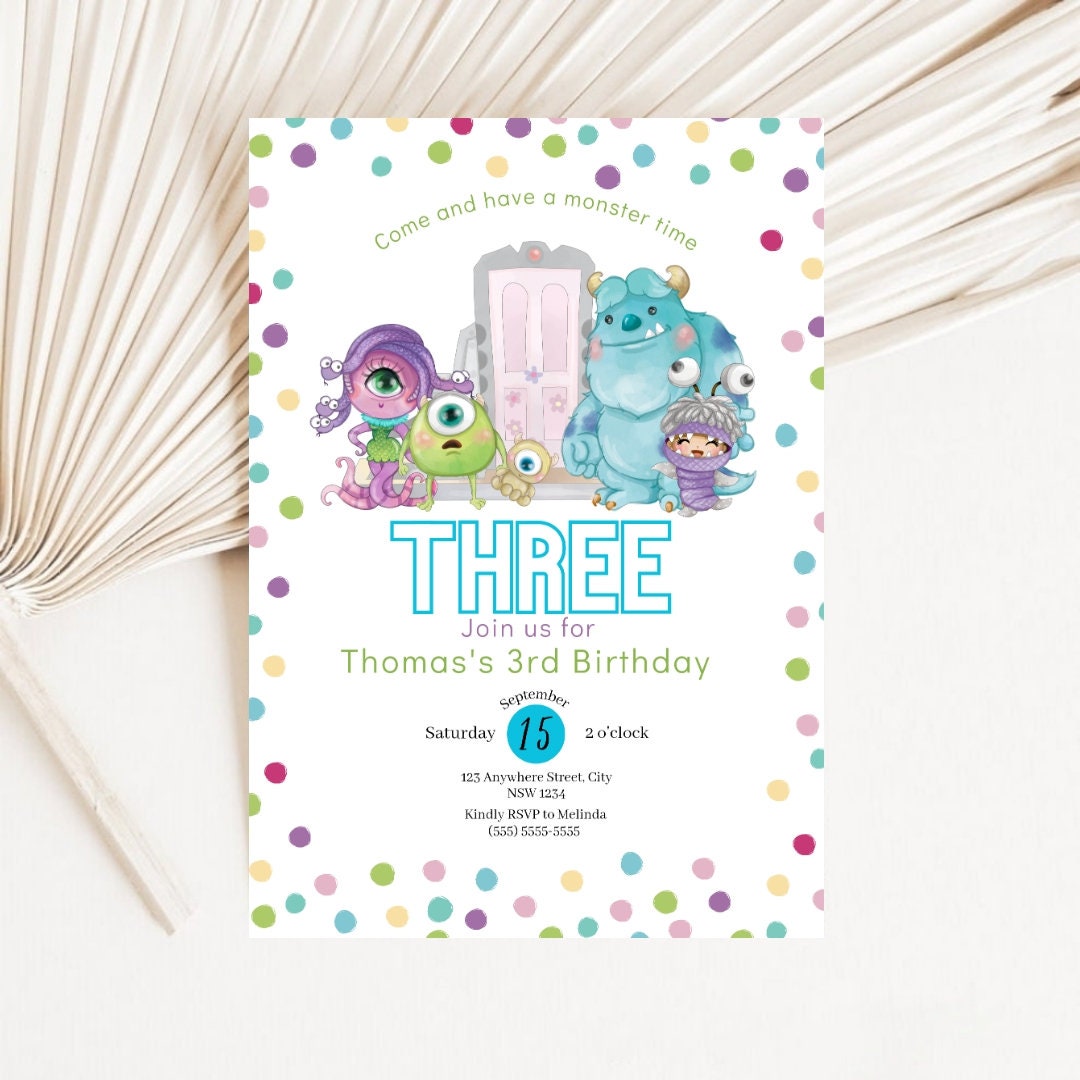 Monsters Inc Invitation, Monster Birthday Party Invites, Disney ...