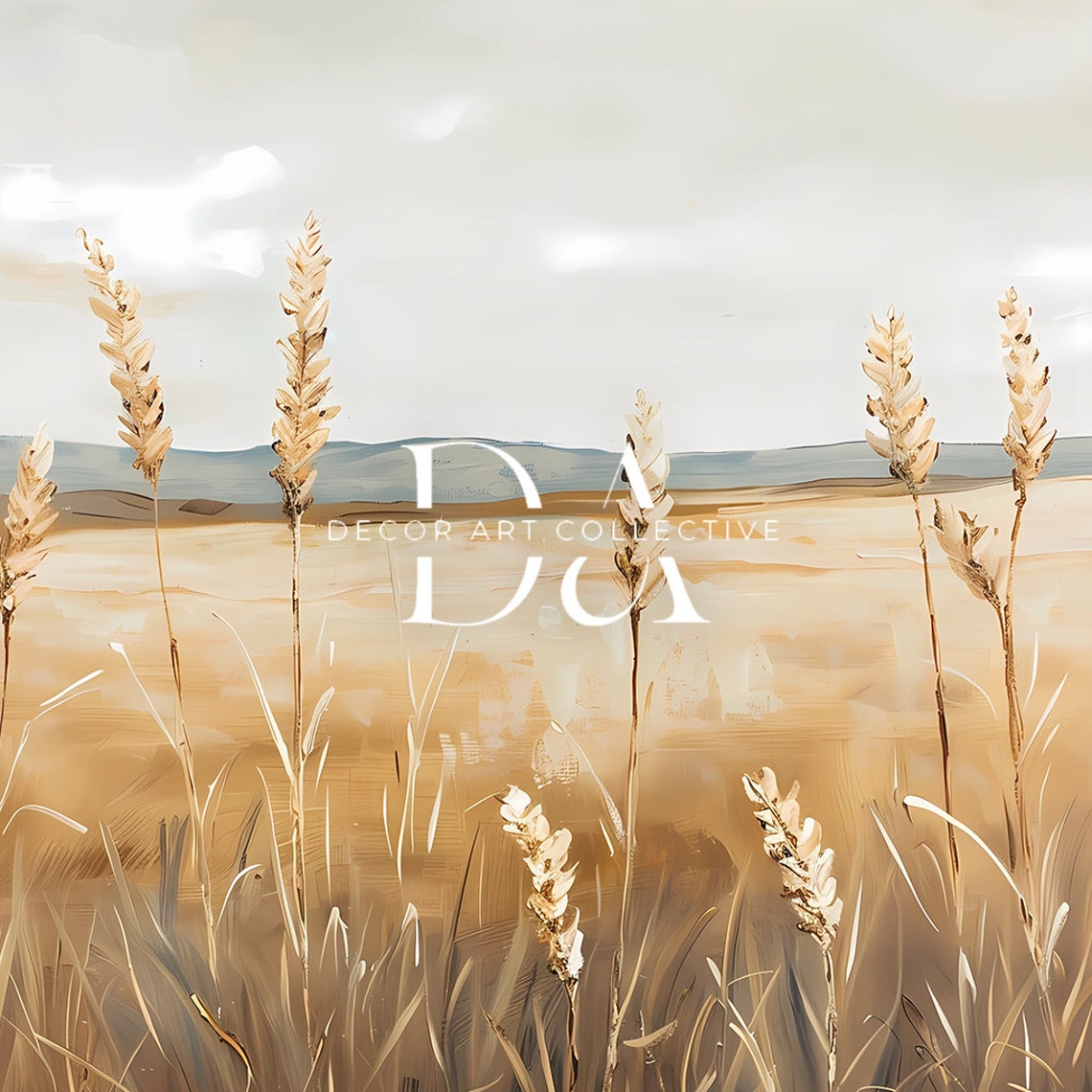 Printable Wheat Field Oil Painting, Vintage Landscape Art Print, Wheat ...