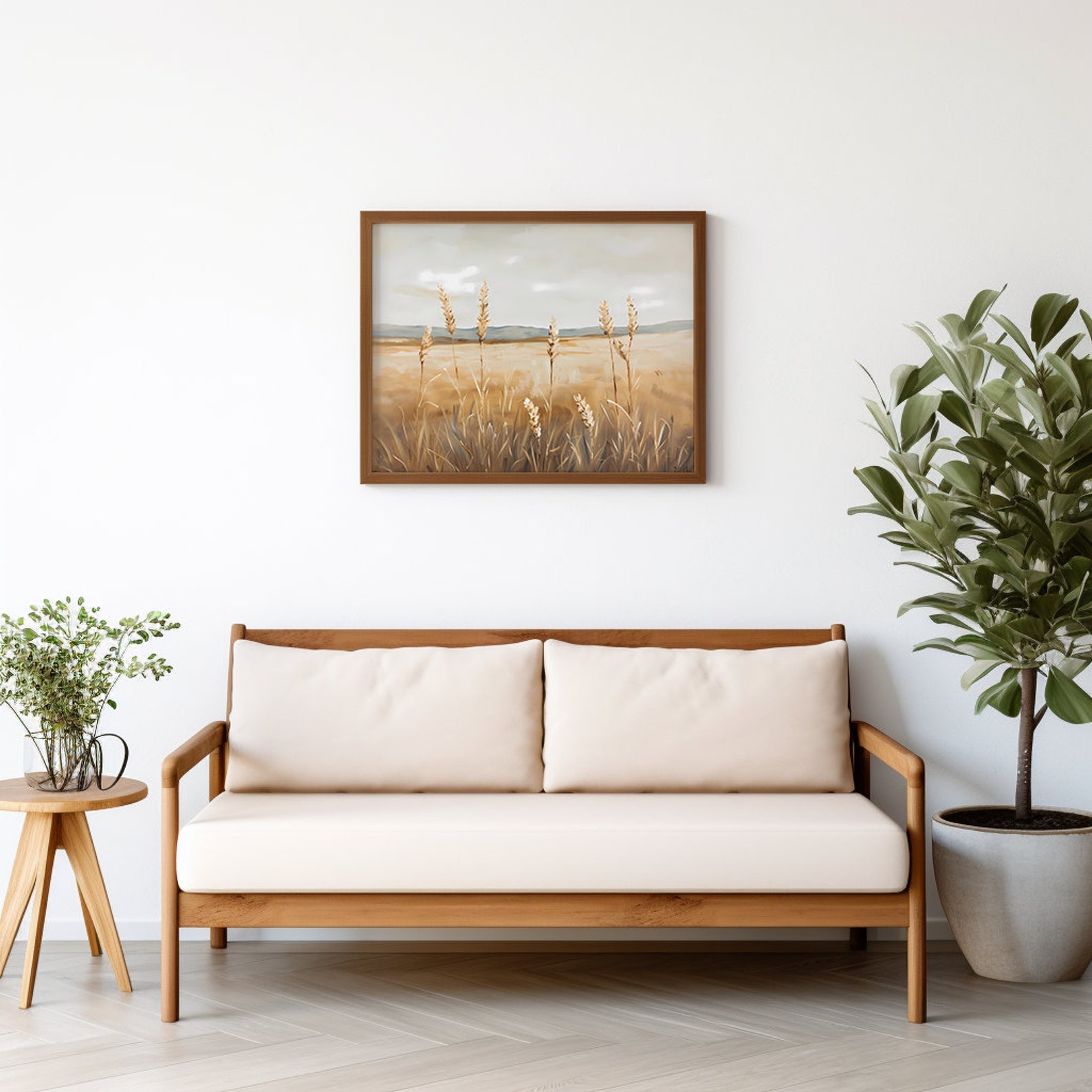 Printable Wheat Field Oil Painting, Vintage Landscape Art Print, Wheat ...