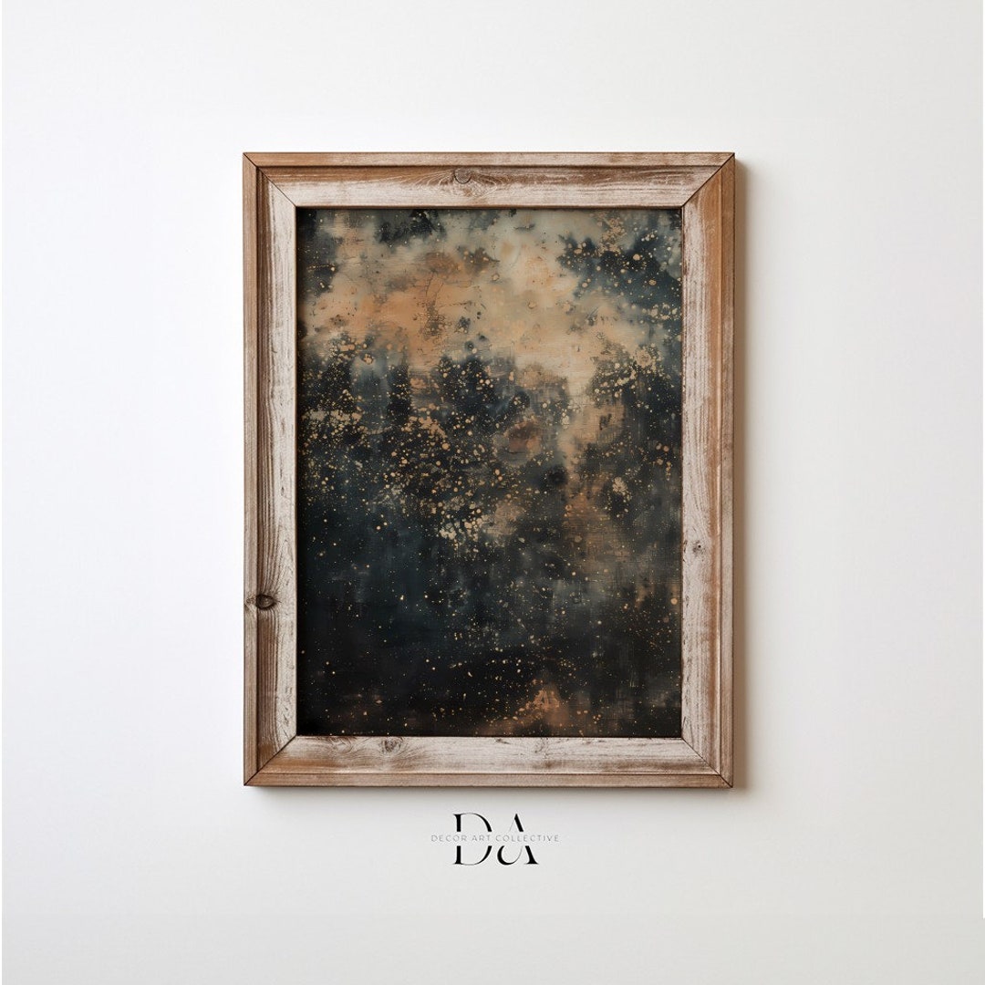 Printable Starry Night Oil Painting, Vintage Landscape Art Print ...