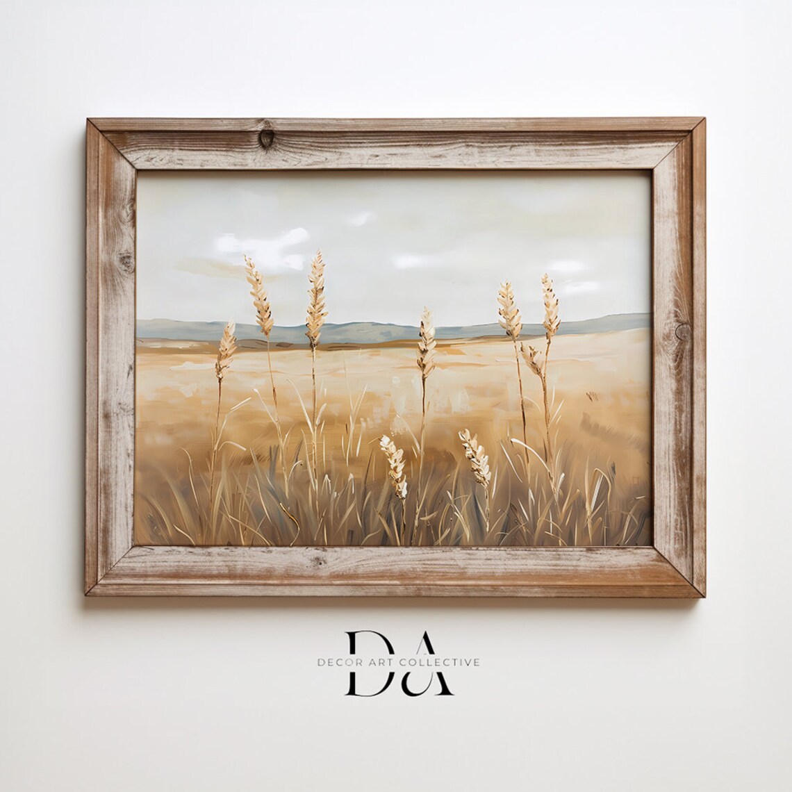 Printable Wheat Field Oil Painting, Vintage Landscape Art Print, Wheat ...
