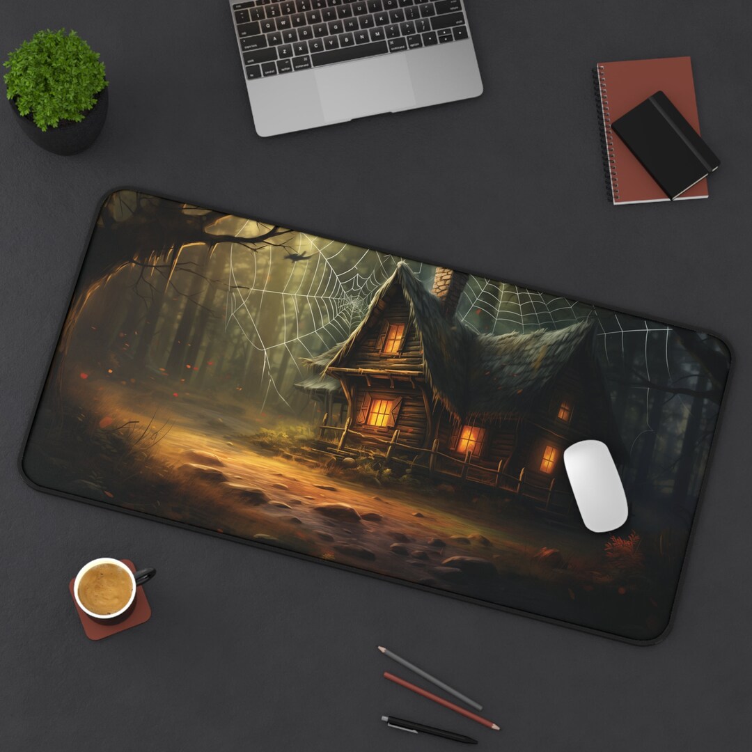 Cottagecore Desk Mat, Enchanted Forest House, Large Gaming Mousepad ...