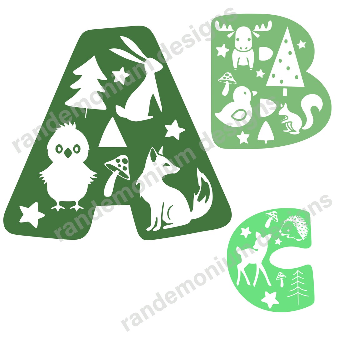 Woodland Animal Alphabet Letters SVG/PNG for Cricut/cutting Machines ...