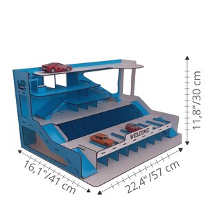 Wooden Toy Car Garage – Multi-level Parking With Ramp & Helipad ...