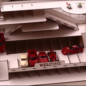 Wooden Toy Car Garage – Multi-level Parking With Ramp & Helipad ...