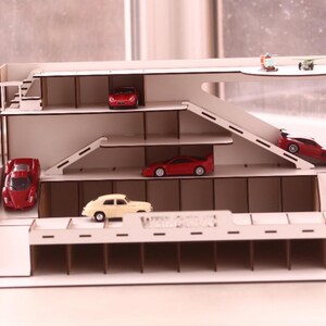 Wooden Toy Car Garage – Multi-level Parking With Ramp & Helipad ...