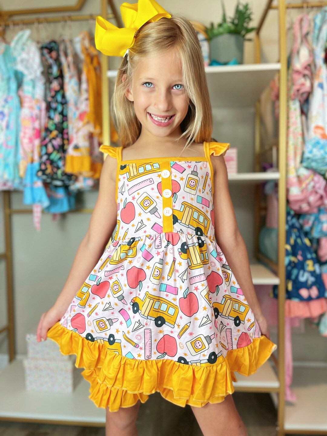 Back to School Outfit, Girls School Dress, Back to School Twirl, School ...