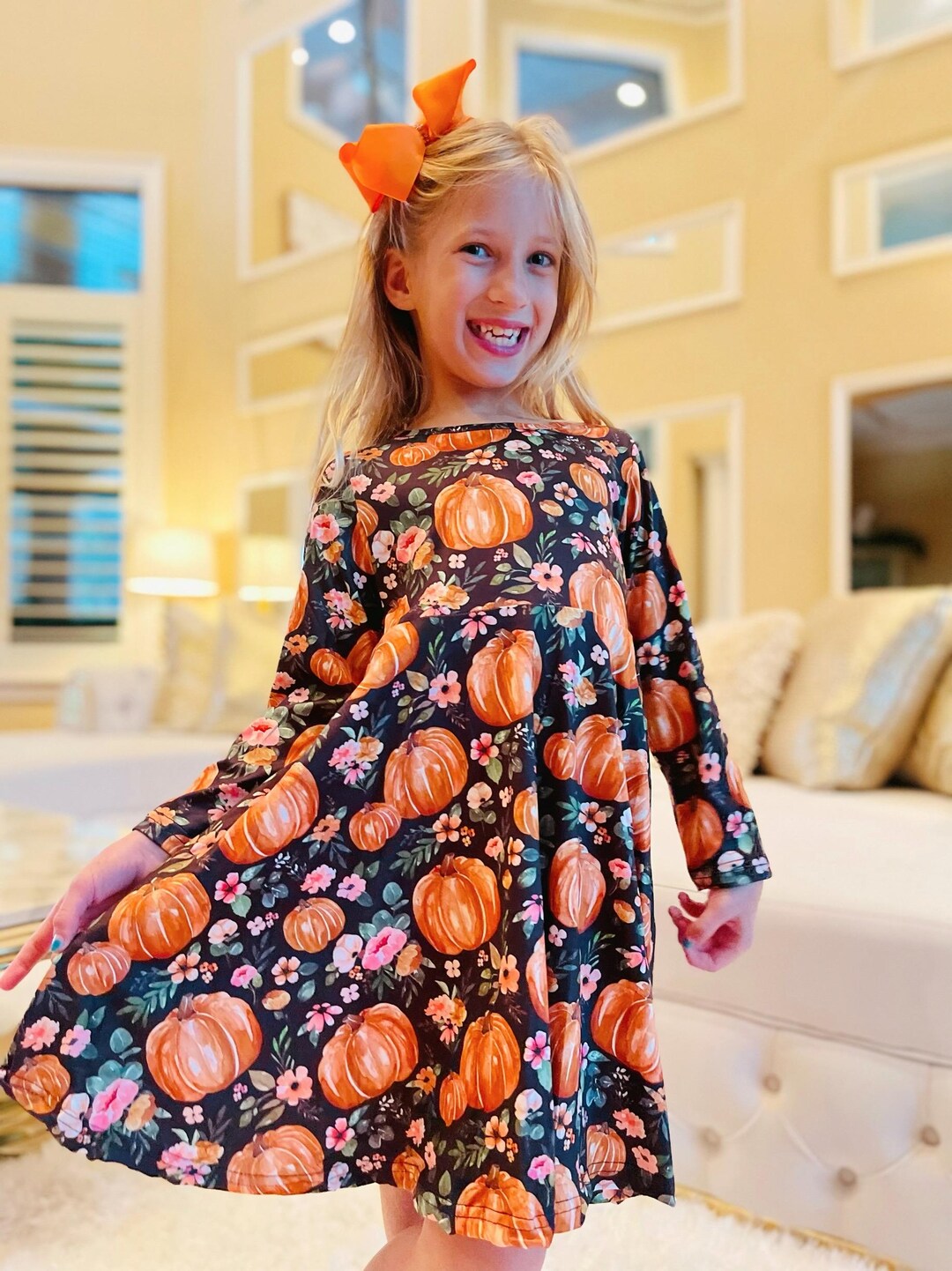 Girls Fall Dress, Fall Outfits for Girls, Girls Halloween Dress, Girls ...