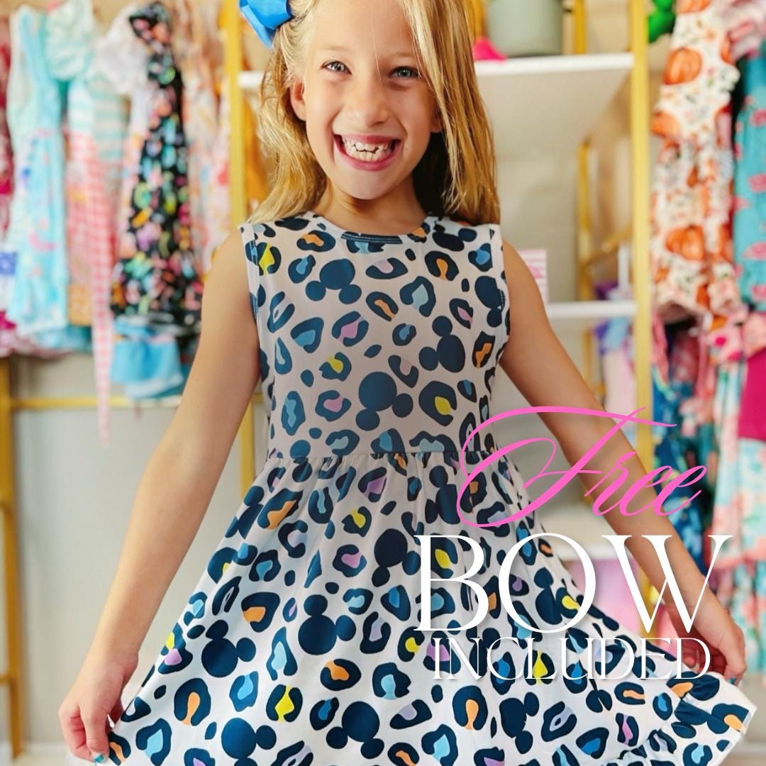 Girls' Animal Kingdom Dress: Cheetah Print Cotton Outfit With Bow - Etsy