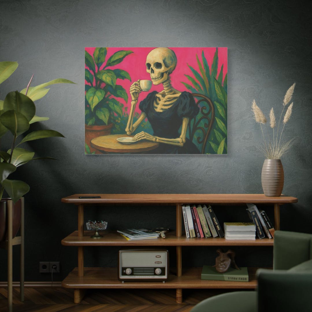 Skeleton Wall Art, Colorful Art Print, Vintage Skeleton Decor ...