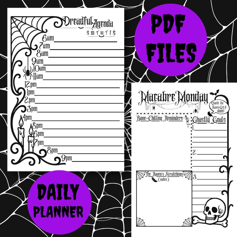 Haunted Weekly Planner, Gothic Spooky Printable Planner Pages A5 ...