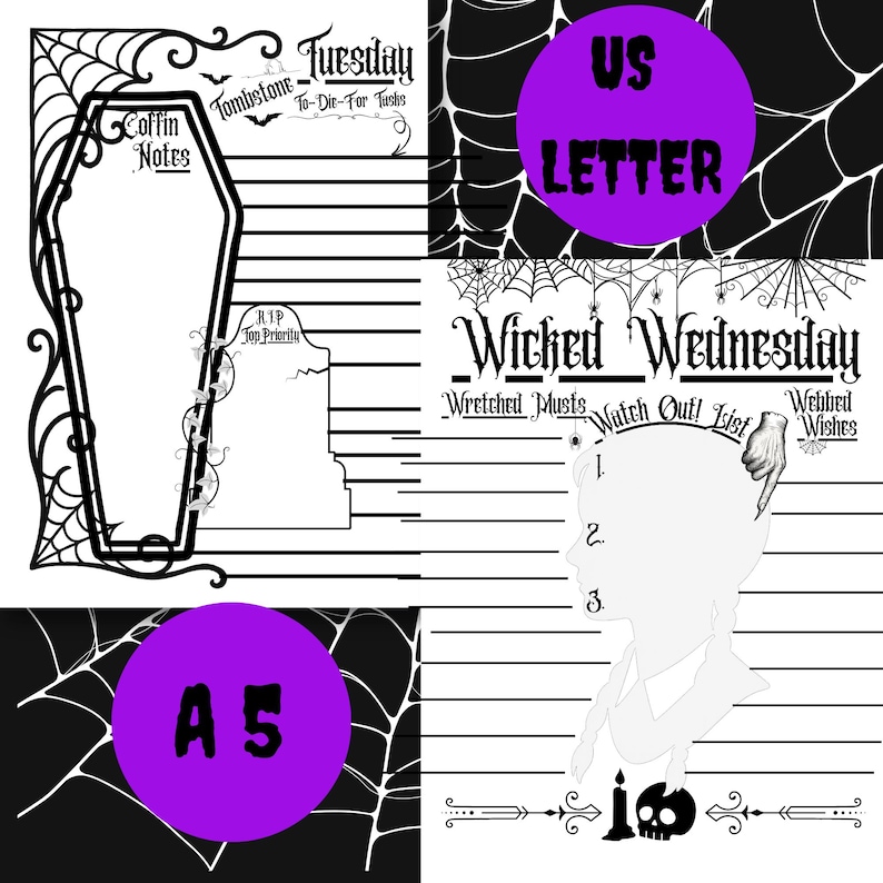 Haunted Weekly Planner, Gothic Spooky Printable Planner Pages A5 ...