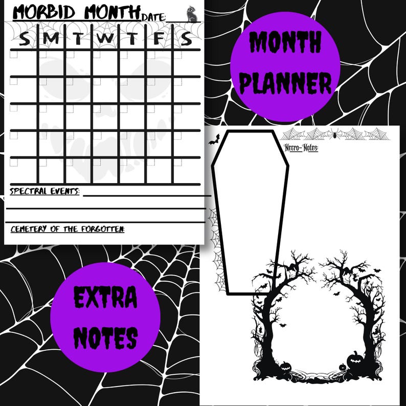Haunted Weekly Planner, Gothic Spooky Printable Planner Pages A5 ...