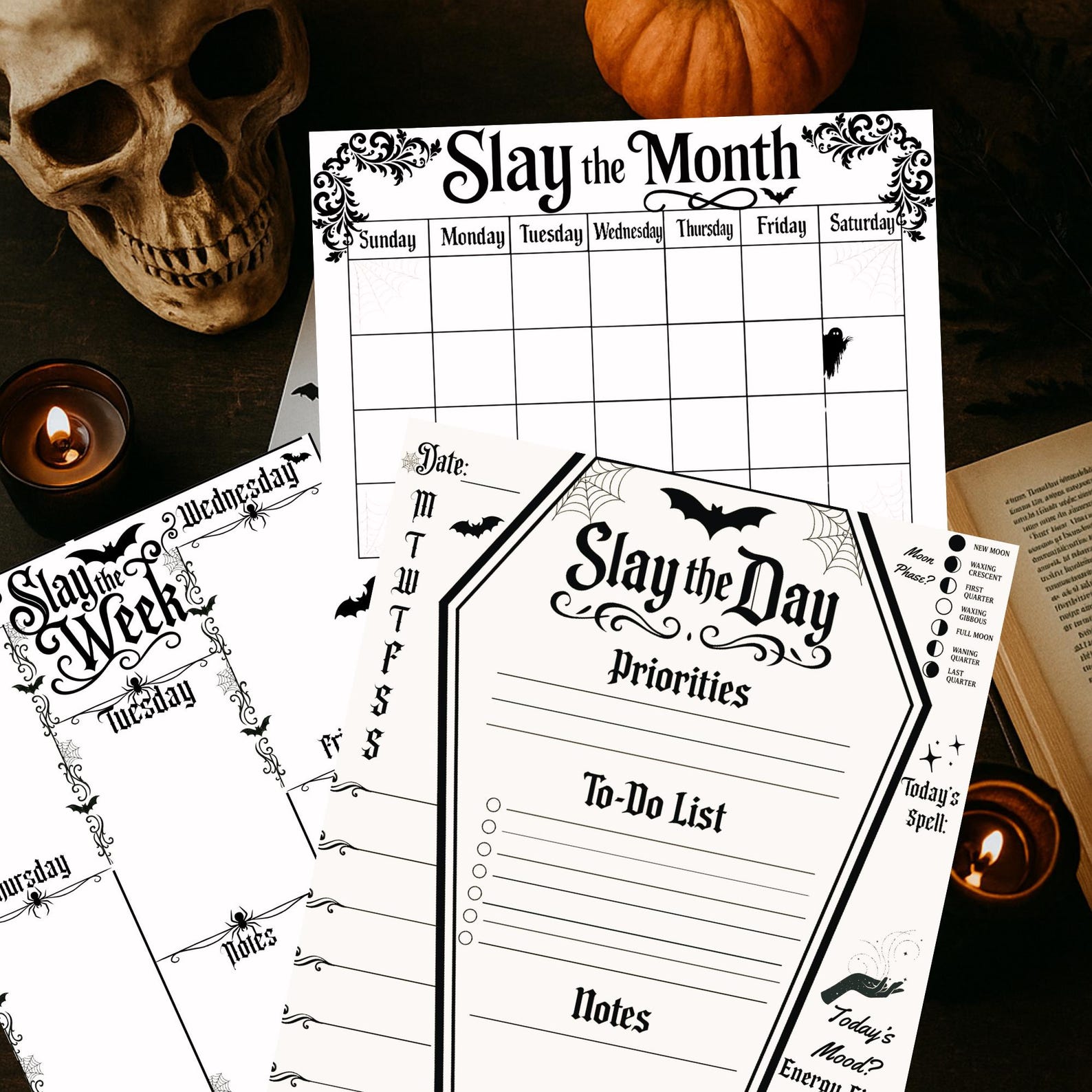 Spooky Planner Pages | 6 Page Gothic Printable Planner Bundle ...