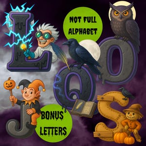 Halloween Alphabet Clipart PNG, A to Z Spooky Cute Letters,transparent ...