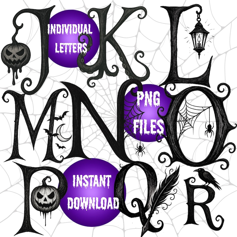 Spooky Nightmare Alphabet, Creepy Gothic Letters, Digital Download ...