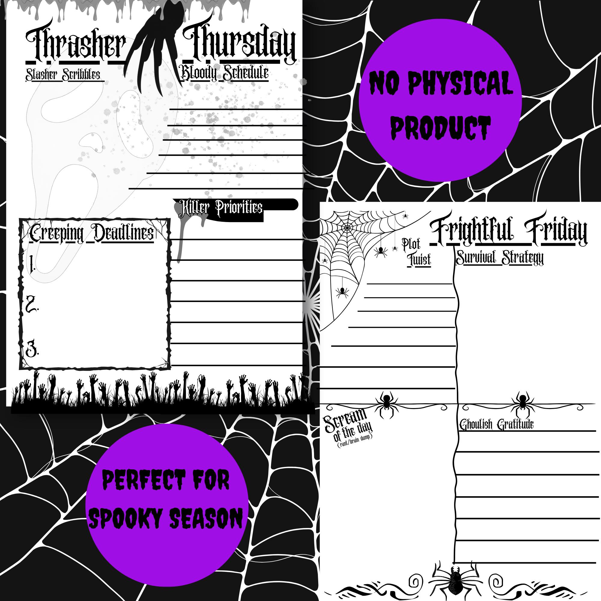 Haunted Weekly Planner, Gothic Spooky Printable Planner Pages A5 ...