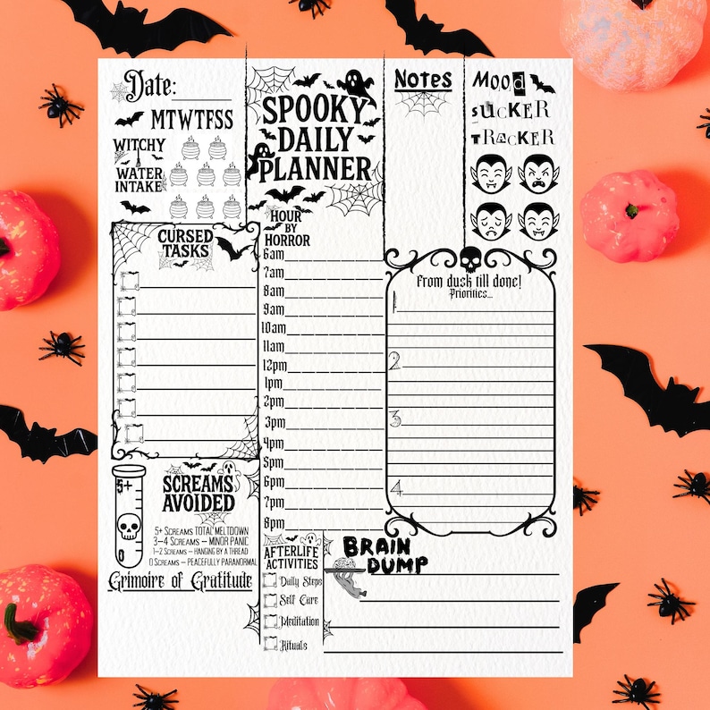 Spooky Daily Planner Printable, 1 Page |gothic Aesthetic To-do List ...